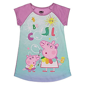 Peppa Pig Girls' Pajama Set 2-Piece Shorts and T-Shirt and Dorm Nightgown Bundle Set, Purple, 2T