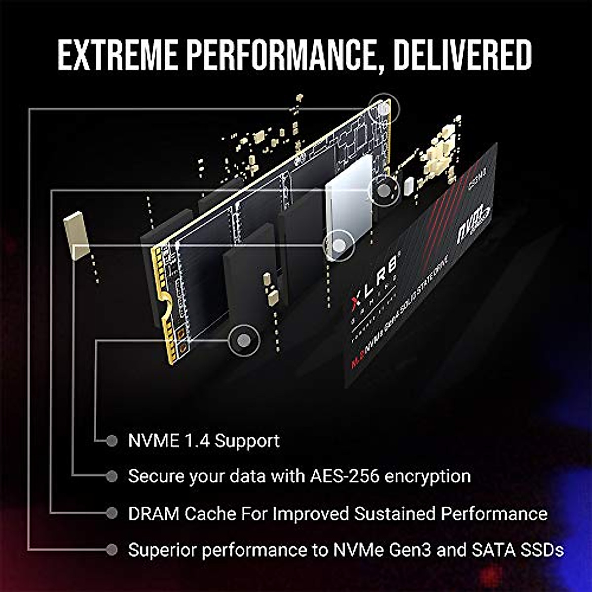 PNY XLR8 CS3140 1TB M.2 NVMe Gen4 x4 Internal Solid State Drive (SSD) - M280CS3140-1TB-RB​