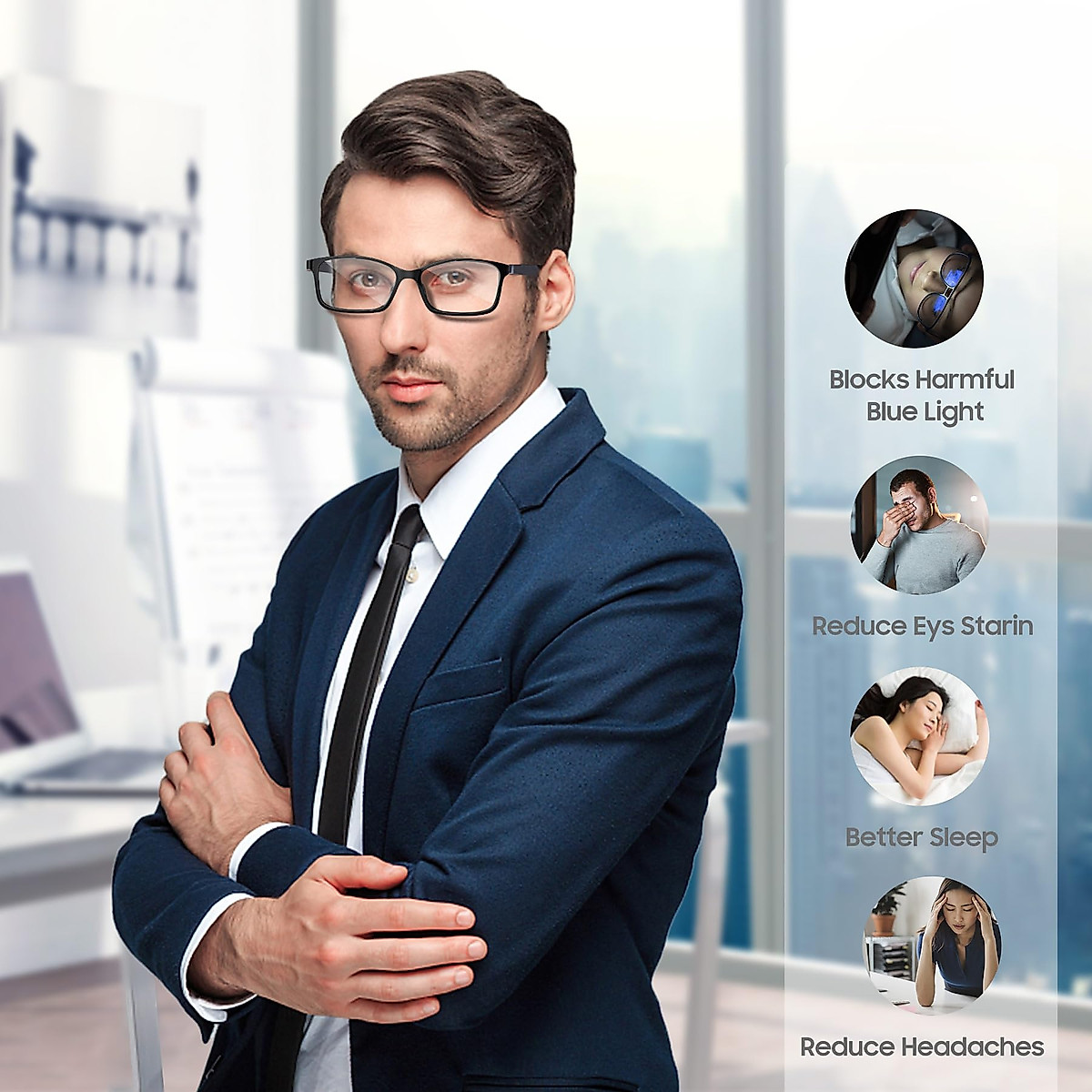 Blackview Blue Light Glasses for Women, Blue Light Glasses Men, Clear Lens Glasses, Computer Glasses, Gaming Glasses, Anti Eyestrain, Blocking TV/Phone/Computer/Blue Light Eyeglasses