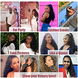 Stamped Glorious Long Corn Wave Ponytail Extension Magic Paste Heat Resistant Wavy Synthetic Wrap Around Ponytail Black Hairpiece for Women (22 Inch, 22 Inch-Black)