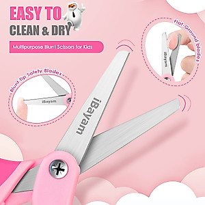 Kids Scissors, iBayam 5" Kid Scissors with Cover, Safety Small scissors, Student Blunt Tip Scissors for School Kids Age 4-7 8 9 10-12, Classroom Toddler Child Scissors Scrapbooking Art Craft Supplies