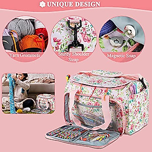 Coopay Yarn Storage Crochet Bag, Large Capacity Yarn Bag for Yarn and Knitting & Crochet Supplies, Knitting Bag with Detachable Shoulder Strap, Beautiful & Portable Knitting Tote Bag(Bag Only)