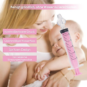 Nasal Irrigation for Baby - Nasal Syringe for Baby - 2PCS Professional Baby Nose Sucker with Cleanable and Reusable Silicone Nasal Suction Tip forIrrigation, Nasal Spray, Nasal Hygiene (Pink)