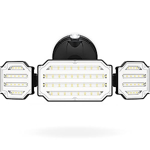 LEPOWER 4500LM LED Flood Light Outdoor Dusk to Dawn, 45W Security Lights Outdoor with 3 Adjustable Heads, IP65 Waterproof, 5000K, Photocell Flood Light Fixture for Garage, Patio,
