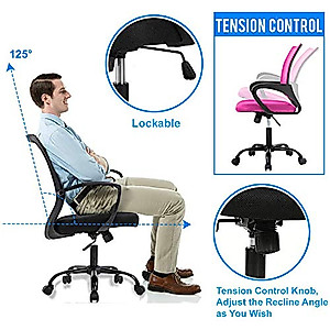 Meet Perfect Mid-Back Desk Office Chair, Ergonomic Modern Computer Chair with Lumbar Support and Armrest, Adjustable Executive Task Chair for Home, Study and Meeting Room- Mesh Back, Swivels (Pink)