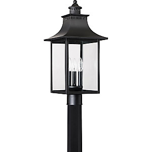 Quoizel CCR9010K Chancellor Outdoor Lantern Post Mount, 3-Light 180 Total Watts, 22" H x 10" W, Mystic Black