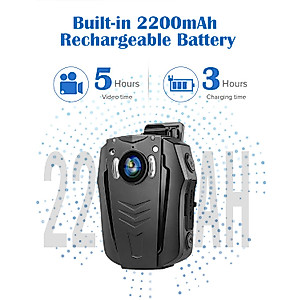 BOBLOV PD70 64GB WiFi Body Camera 1296P Wearable Body Cameras Night Vision Camera Built-in Memory Light and Small Body with Audio Recording 170 Degree for Law Enforce or Daily Use (64GB)