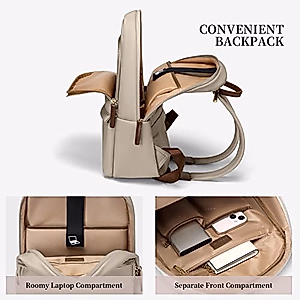 GOLF SUPAGS Laptop Backpack for Women Slim Computer Bag Work Travel College Backpack Purse Fits 14 Inch Notebook (Apricot)