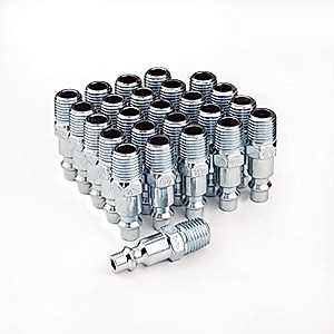 Primefit IP1414MS-B25-P (25 Pack) Industrial Style Air Quick Connect Plugs/Nipples Steel 1/4" x 1/4" Male Npt