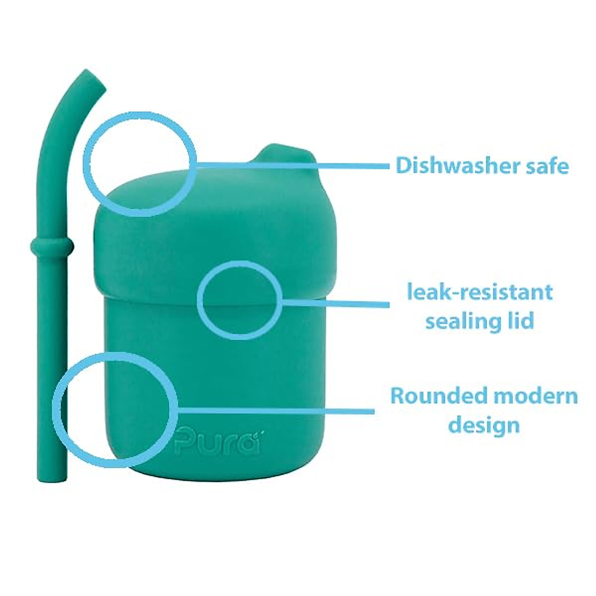 Pura my-my Silicone Straw Cup| Spill Proof, Reusable, Food Grade Silicone, Plastic-Free | For Kids, Toddlers, Babies & Infants - 2 Pack Mint & Moss