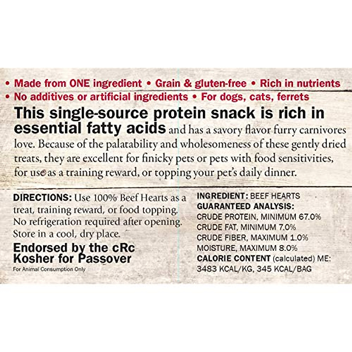 Evanger's Nothing But Natural Gently Dried Beef Heart Treats for Dogs