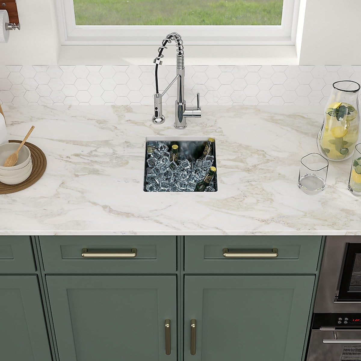 Bar Sink Undermount - Logmey Stainless Steel Bar Prep Sink 16 Gauge Small Kitchen Sink 9 Inch Deep RV Sink Single Bowl Kitchen Sink 13x15x9 Inches