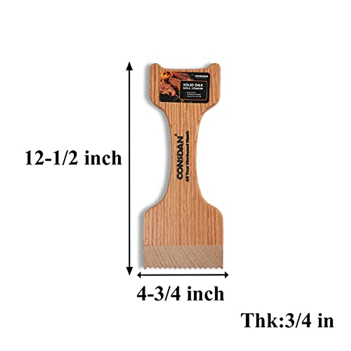 CONSDAN Grill Scraper, Soild Oak Wooden Grill Brush, Grill Scraper for Outdoor Grill, Bristle Free Grill Scrapers, Grill Grate Cleaner Safe Wood Grill Brusher