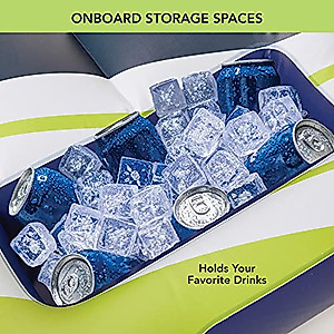 Aqua Inflatable Lake Float for Adults | Floating Island - Dock - Lake Raft with Docking Lounger, Navy/Lime/White