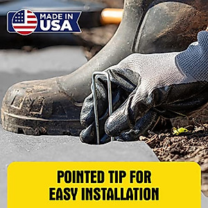 Homestead Choice 6 Inch Galvanized Landscape Staples - 100 Metal Garden Stakes for Gardening - 11 Gauge Anti-Rust Heavy-Duty Ground Sod Pins Yard Stakes for Weed Barrier Fabric Irrigation Tubing Hose