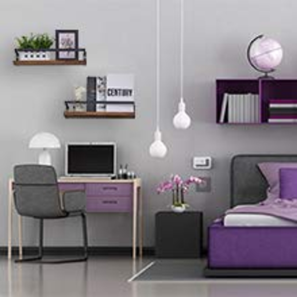 Micup Floating Shelves Wall Mounted Set of 2 Rustic Wood Storage Shelf for Bathroom, Bedroom, Kitchen, Living Room (with Removable Hooks, Dark Brown)