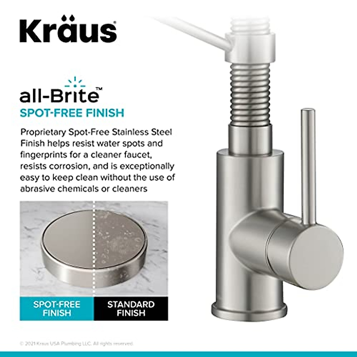 Kraus KCL-1700 Dex 16 Gauge Stainless Steel Single Bowl Sink with Spot Free 18-Inch Commercial Kitchen Faucet with Dual Function Pull-Down Sprayhead in All-Brite