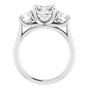 Moissanite Ring 10K Solid White Gold Handmade Engagement Ring 3.0 CT Oval Cut Moissanite Diamond Three Stone Wedding/Bridal Rings for Women/Her Propose Ring By Rivaan Jewel (7.5)