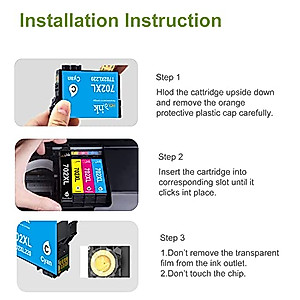 HOINKLO Remanufactured 702XL Ink Cartridge Replacement for Epson 702 T702XL T702 to use with Workforce Pro WF-3720 WF-3730 WF-3733 Printer (2 Black, 1 Cyan, 1 Magenta, 1 Yellow, 5 Pack)