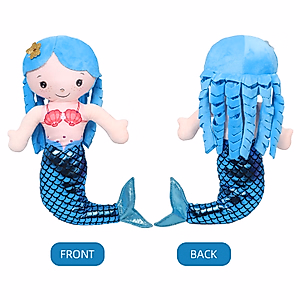 Cabilock 20 Blue Mermaid Stuffed Animal - Cute Soft Hugging Mermaid Plushies Pillow Toys Kawaii Birthday Present for Adults Kids Boys Girls