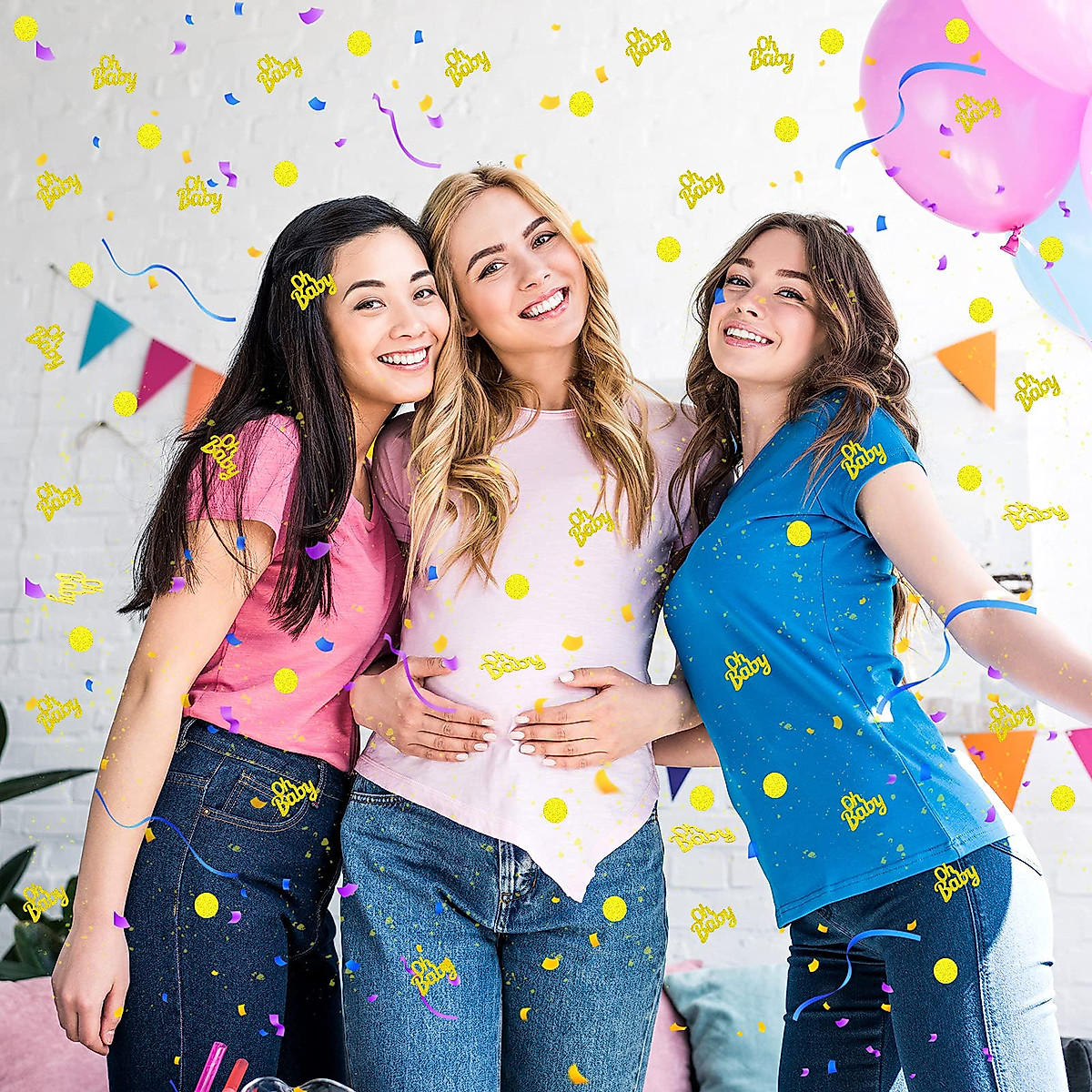 160 Pieces Baby Shower Confetti Gold Confetti Glitter Gold Decorations Baby Shower Party table Decorations Crown Confetti Baby Circle Dots Confetti for Baby Shower Parties (Baby, Circle Dot Style)