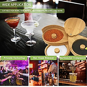 Margarita Salt Rimmer, 3 Tier Bamboo Bar Glass Rimmer for Cocktails, Bar Salt and Sugar for Margarita, Bloody Mary, Manhattan Drinks Bar Party Accessories Bartender Tool Set (Sponge Included)