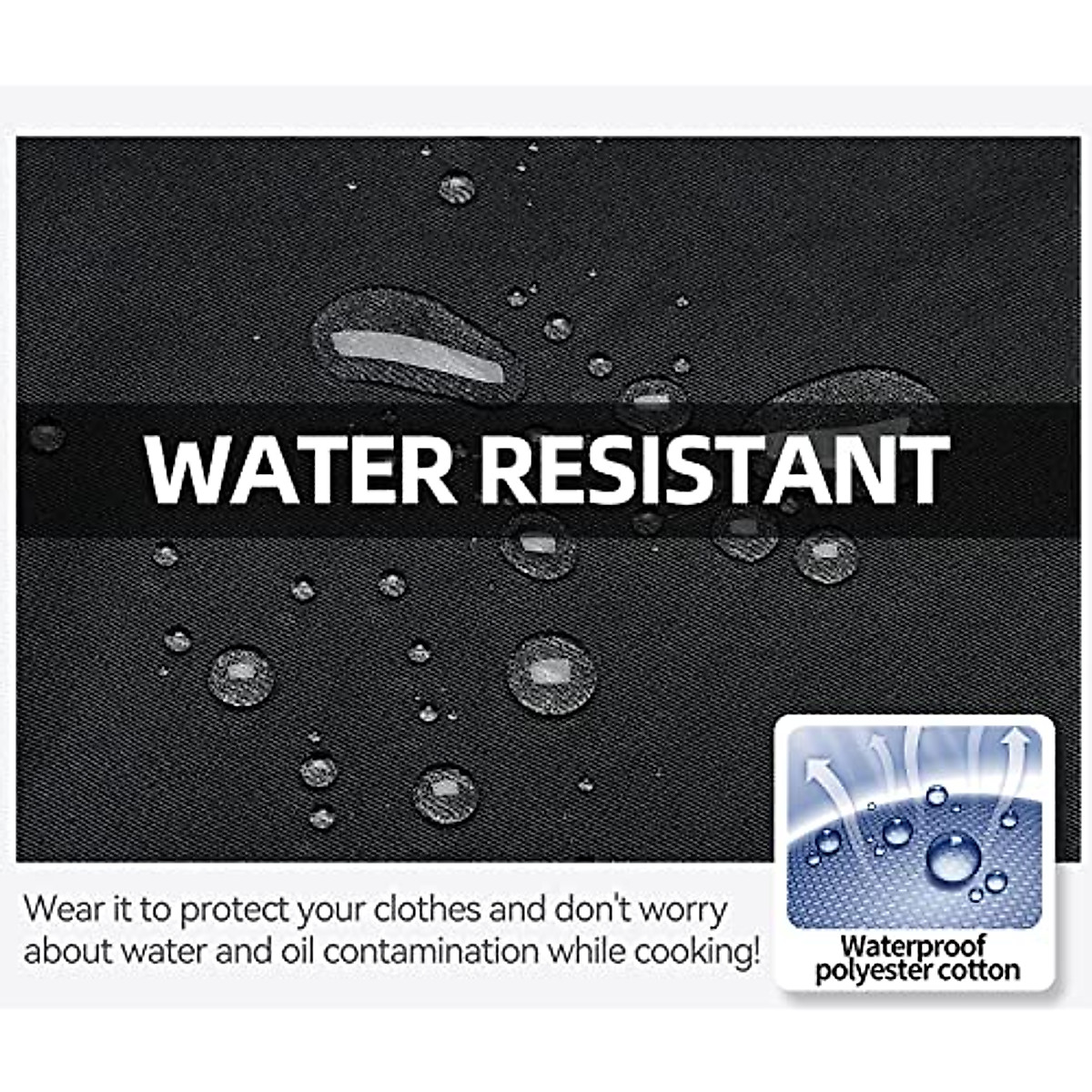 NLUS Server Aprons with 8 Pockets, Water Oil Stain Resistant Waitress Waiter Waist Aprons Poly/Cotton Bistro Apron for Women Men, 24 X 12 inch - 2 Pack