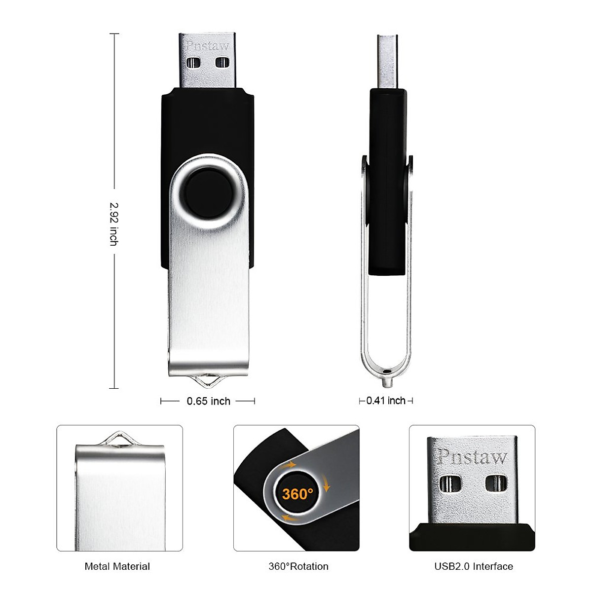 32GB USB 2.0 Flash Drive Pnstaw Swivel Memory Stick Thumb Drive Pen Drives Jump Drive for Data Storage, File Sharing(10 Pack,Multi-Color) (32GB)