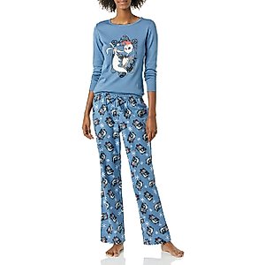 Amazon Essentials Disney | Marvel | Star Wars Women's Flannel Pajama Sleep Sets, Nightmare Santa Jack - Womens, Large