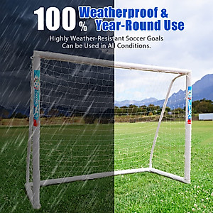 GOOGO Portable Soccer Goal with Strong PVC Frame, 8x6ft Soccer Net with Carry Bag, 2 High-Strength Nets, Quick Set-up, Weatherproof Soccer Training Equipment for Teens and Adults for Backyard