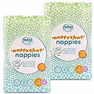 Mum & You Nappychat Diapers, Size 4 (Pack of 2), Unisex-Babies, Soft and Flexible, Hypoallergenic, Dermatologically Tested, Eco-Friendly, Chlorine-Free, 100% Renewable Energy