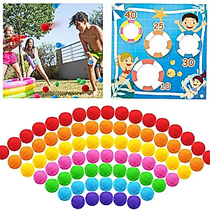 HiDiT Yv 70PCS Reusable Water Balls,Soft Cotton Splash Water Soaker Balls for Outdoor Water Toys Games,Reusable Water Balloons Beach Balls for Kids Adult Fun Summer for Backyard