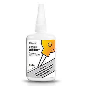 Professional Grade CA Super Glue by CYAPRO, High Performance Adhesive 2 oz, Medium Viscosity Cyanoacrylate Adhesive for Plastic, Ceramic, Wood, Metal, Glass, Rubber & DIY Crafts, Clear