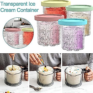 Creami Pints and Lids - 4 Pack, for Ninja Creami Deluxe,24 OZ Pint Ice Cream Containers with Lids Bpa-Free,Dishwasher Safe for NC500 NC501 Series Ice Cream Maker