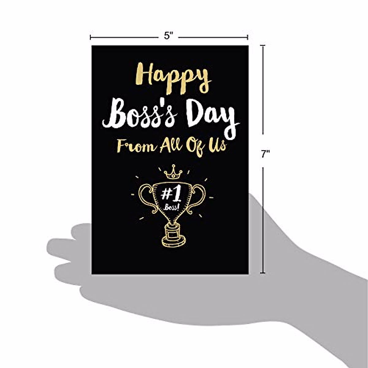 NobleWorks - Boss's Day Greeting Card with Envelope - Boss Appreciation, Gratitude Notecard for Manager, Work - Happy Boss's Day From All C5886BOG-US