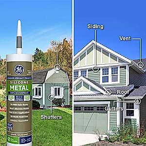 GE Sealants & Adhesives GE5050 Advanced Silicone 2 Sealant, 10.1oz, Metallic Gray