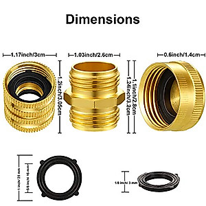 Tatuo 6 Pack Garden Hose Connector Adapter, Male to Male, Female to Female, Hose End Cap, 3/4 Inch Connector Extra 10 Pack Washers