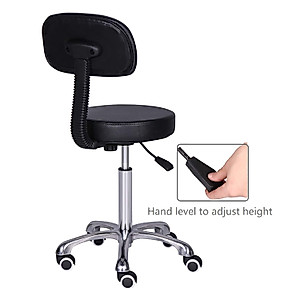 Kaleurrier Rolling Swivel Adjustable Heavy Duty Drafting Stool Chair for Salon,Medical,Office and Home uses,with Wheels and Back (Black)