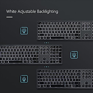 Wireless Backlit Keyboard and Mouse Combo, Seenda Illuminated Light Up Full Size Keyboard, Rechargeable Keyboard and Mouse for Microsoft Windows PC Computer Laptop Desktop, Space Grey
