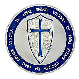 GogoForward Commemorative Knights Templar Cross Masonic Mason Silver Coin(Blue)