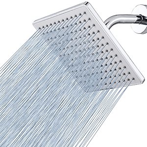 Voolan High Pressure Rain Shower Head, Luxury Modern Look, The Perfect Adjustable Replacement For Your Bathroom Shower Heads, Comfortable Shower Experience Even at Low Water Flow (Chrome)