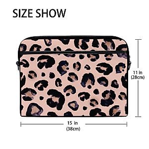 MRMIAN Watercolor Animal Snow Leopard Pink Beige Laptop Case Bag Sleeve Portable/Crossbody Messenger Briefcase Convertible w/Strap Pocket for MacBook Air/Pro Surface Dell ASUS hp Lenovo 15-15.4 inch