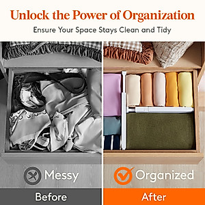 Lifewit 9 Pack Drawer Dividers 4" High, 11-17" Adjustable Drawer Organizers for Clothes, Expandable Dresser Separators in Bedroom/Bathroom/Kitchen/Fridge/Office Organization and Storage, White