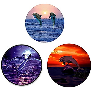 (3 Pack) Cell Phone Holder Dolphin Sunrise Ocean Wave Sunset Expanding Grip Stand Finger Kickstand for Smartphone and Tablets