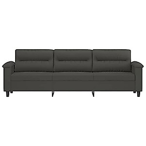 vidaXL 3-Seater Sofa Dark Gray 82.7" Microfiber Fabric