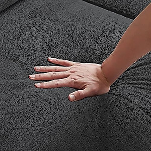 Jarenie Sectional Sofa with Storage and Cupholder, 4 Seat L Shaped Couch with Reversible Ottoman, Wooden Legs, Upholstered Fabric Sofa Couches for Living Room, Apartment, Office (Dark Grey)