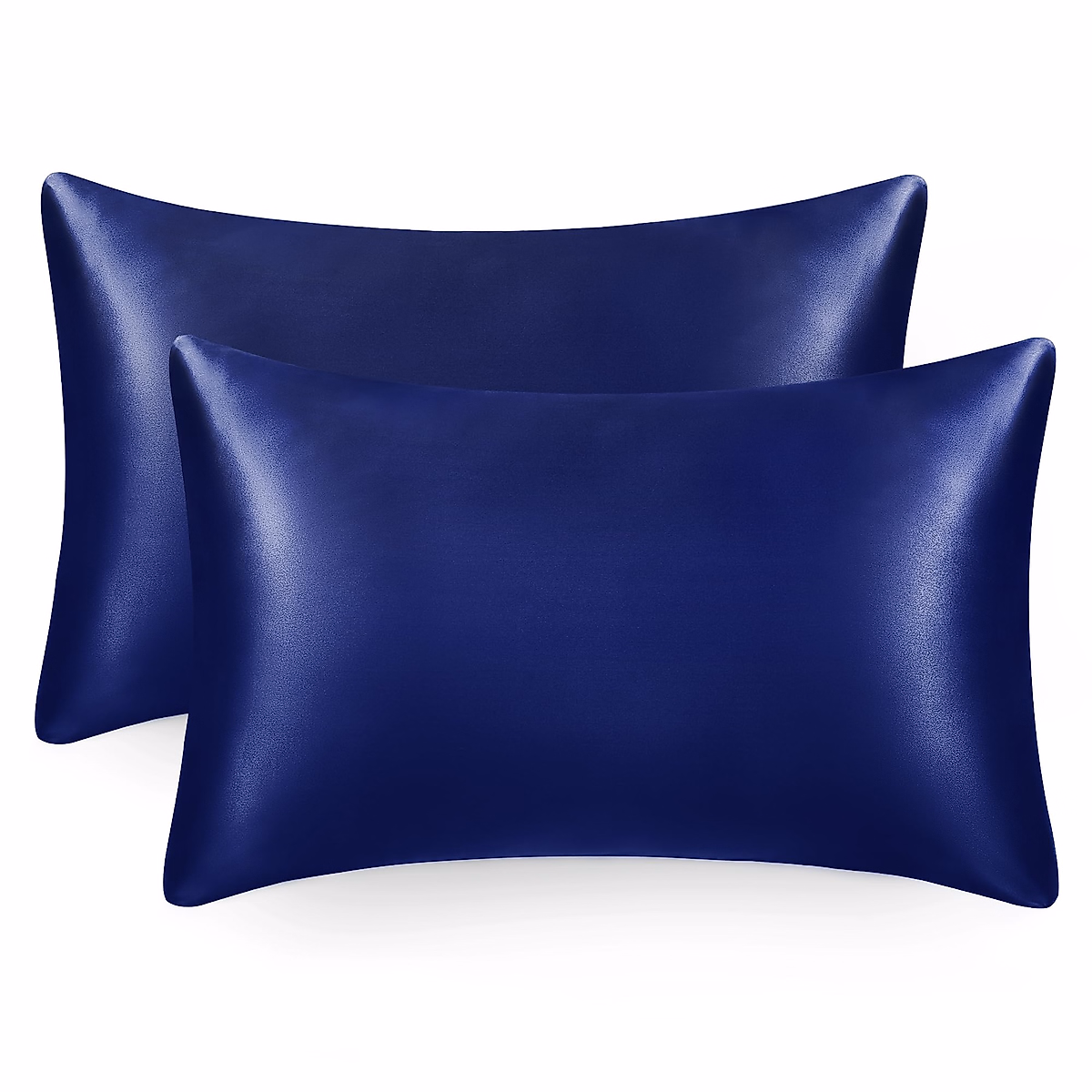 EXQ Home Silky Satin Pillowcase for Hair and Skin,Soft Cooling Pillow Cases Queen Size Set of 2 Satin Pillow Case with Envelope Closure Navy Blue (Queen,20x30 inch)