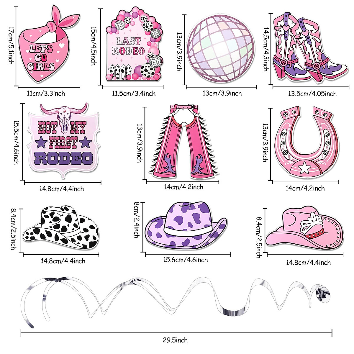 Western Cowgirl Party Hanging Decorations, Let's Go Girls Cowgirl Bachelorette Party Decorations for Western Disco Party Cowgirl Birthday Western Theme Last Rodeo Bachelorette Party Supplies