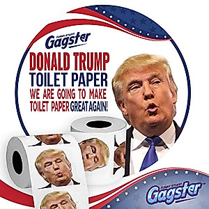 Trump Political Toilet Paper Roll by Gagster - 3 Ply Funny Novelty Gag TP with Full-Color Image - 200 Sheets Per Roll - Prank Gift for Adults - Printed on Every Sheet - Make Your Butt Laugh
