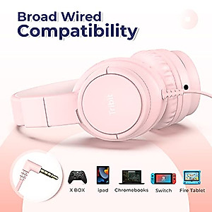 Tribit Kids Headphones Wired with Microphone, Starlet01 Safe Sound Tech 85/94dBA Volume Limited, SharePair, HiFi Stereo Foldable Over-Ear Headphones for Kids for School/Travel/iPad/Kindle/Switch